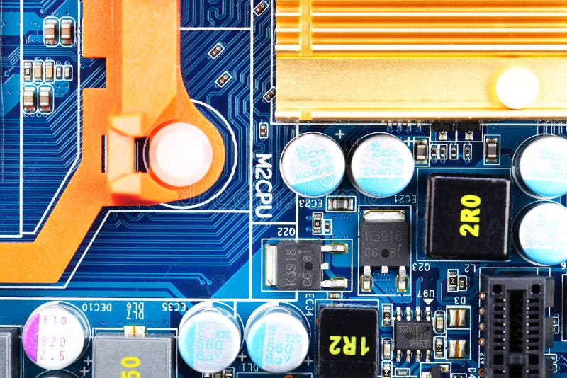 Computer Motherboard Closeup Stock Image - Image of lines, cable: 18472297