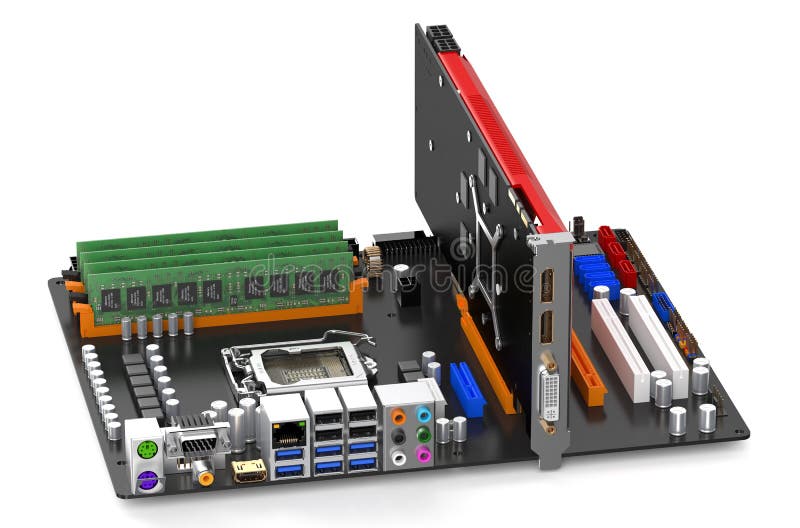 Computer Motherboard Side View Stock Illustration - Illustration of ...