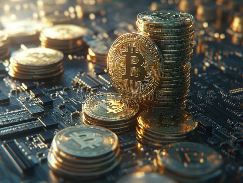 Computer Motherboard Coins stock image. Image of finance - 377619705