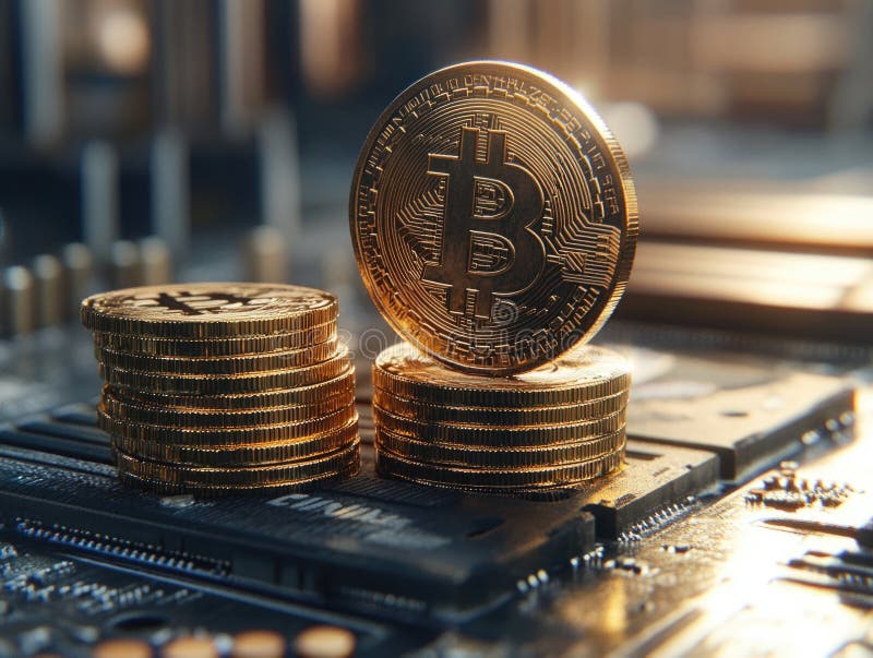 Computer Motherboard with Coins Stock Image - Image of currency ...