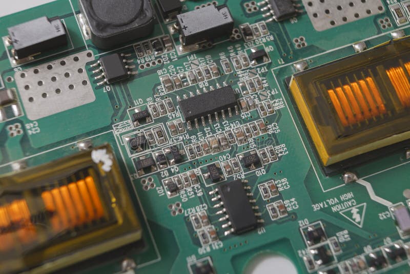 Computer Motherboard Components Close Up, Top View Stock Photo - Image ...