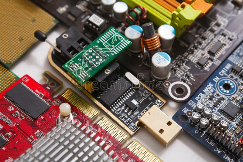 Computer Motherboard Components Close Up Stock Photo - Image of ...