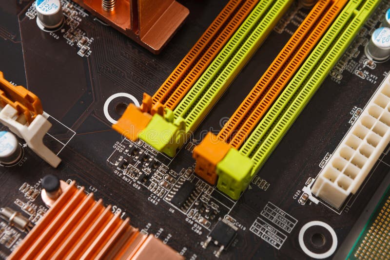 Computer Motherboard Components Close Up Stock Photo - Image of ...