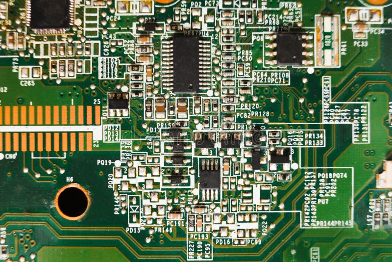 Computer Motherboard Components Close Up, Top View Stock Photo - Image ...