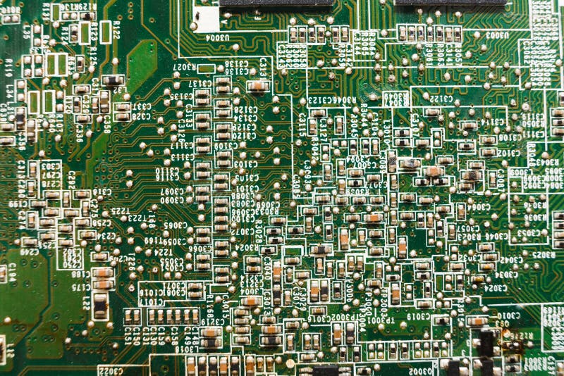 Computer Motherboard Components Close Up, Top View Stock Image - Image ...