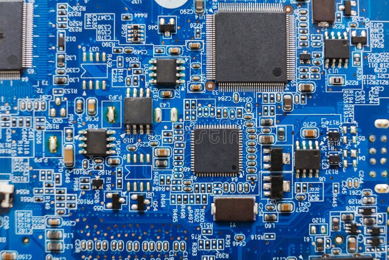 Computer Motherboard Components Close Up, Top View Stock Image - Image ...