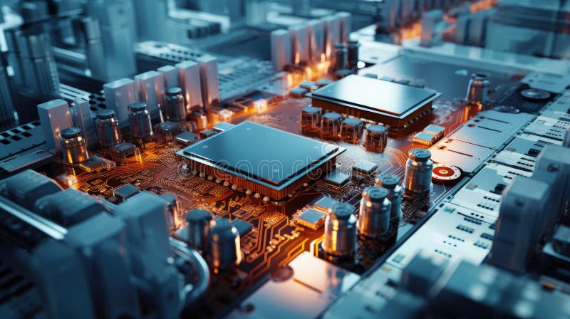 Computer Motherboard with Components Inside of Electronic Device Stock ...