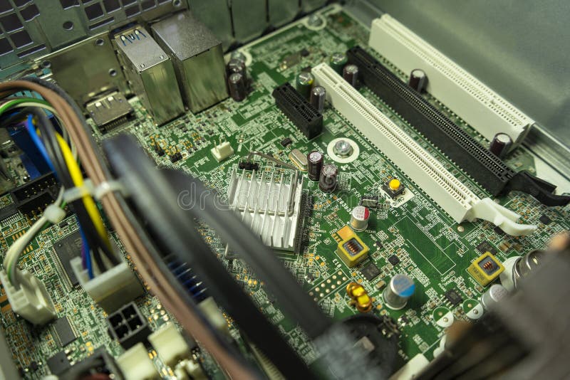 Computer Motherboard with Components and Wires Stock Image - Image of ...