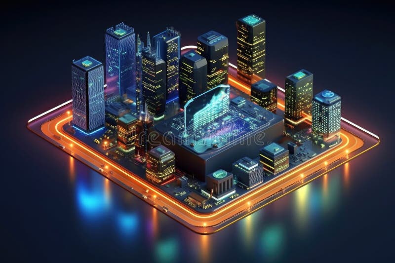 Computer Motherboard with a CPU Processor in the Shape of an Abstract ...