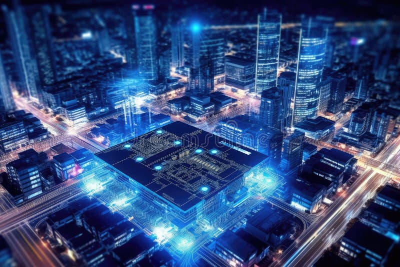 Computer Motherboard with a CPU Processor in the Shape of an Abstract ...