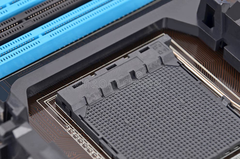 Computer Motherboard, CPU Socket Stock Photo - Image of industry, cmos ...