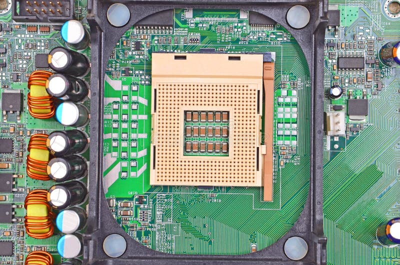 Computer Motherboard, CPU Socket Stock Image - Image of cmos, microchip ...
