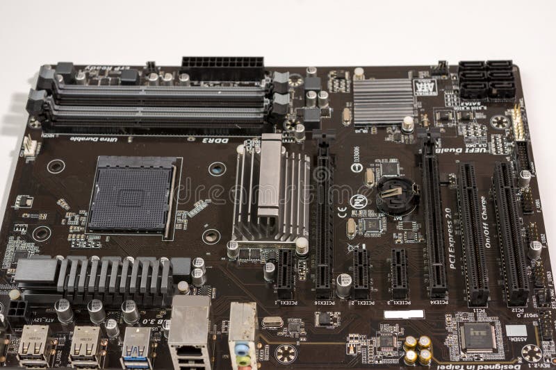 Computer Motherboard with Cpu Sockets of a Pc. Electronic System ...