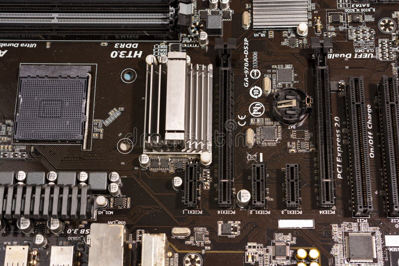 Computer Motherboard with Cpu Sockets of a Pc. Electronic System ...