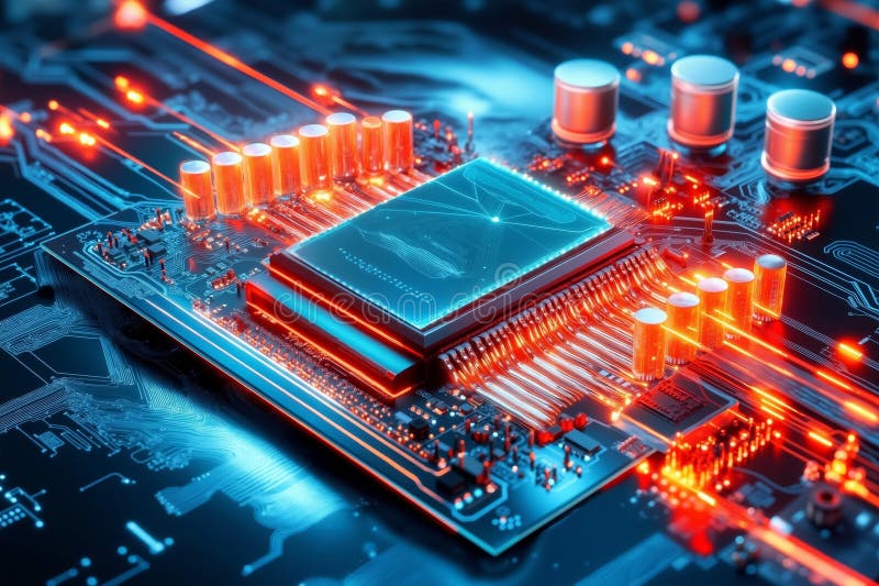 Ai Generated Illustration Close Up Electronic Components Including ...