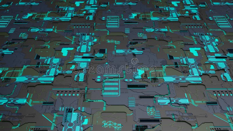 Computer Motherboard 3d Background, 3d Illustration Stock Illustration ...