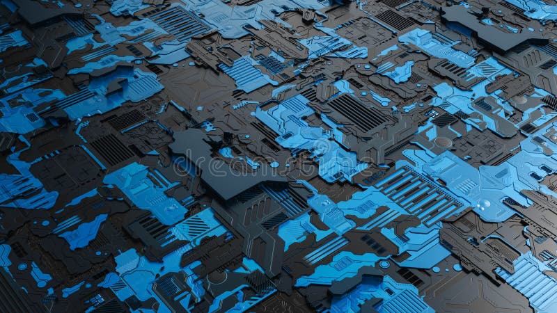 Computer Motherboard 3d Background, 3d Illustration Stock Illustration ...
