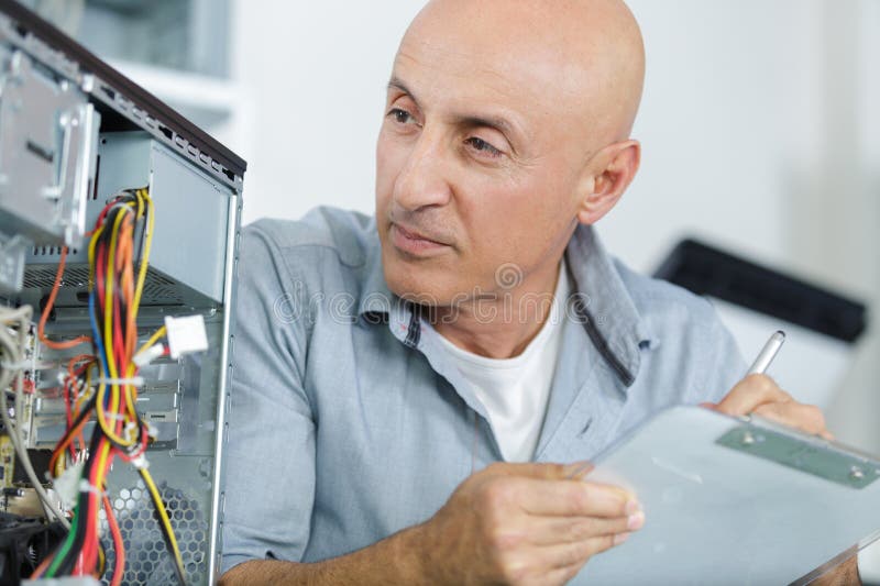 Computer Motherboard Diagnostics Close-up Stock Photo - Image of ...