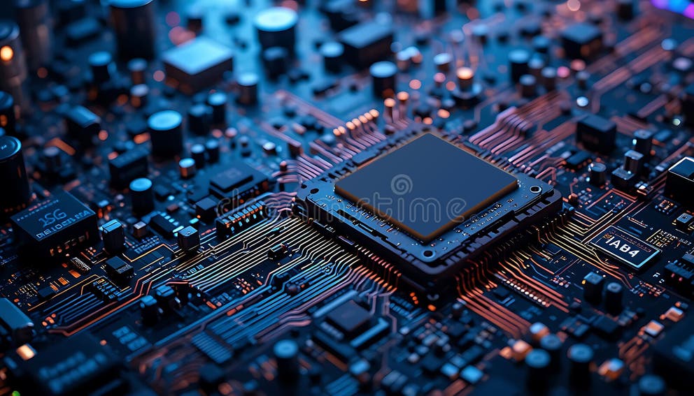 Computer Motherboard with Electronic Circuit. High-performance ...