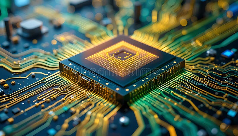 Computer Motherboard with Electronic Circuit. High-performance ...