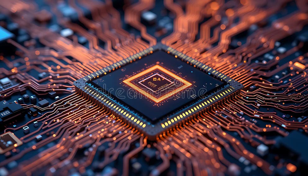 Computer Motherboard with Electronic Circuit. High-performance ...