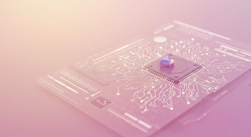 A Computer Motherboard Features a Central Microchip with Intricate ...