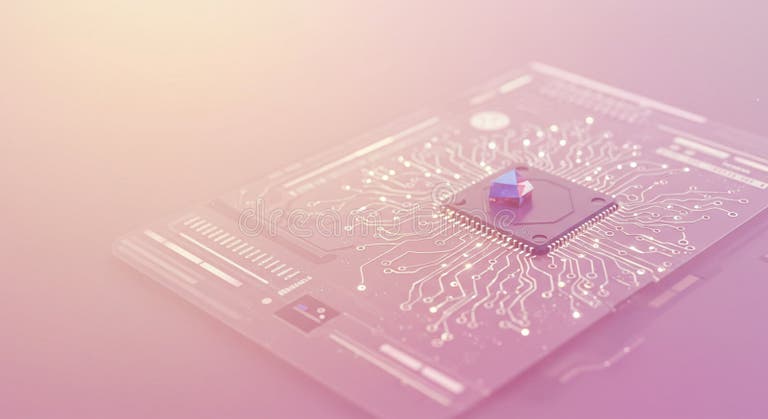 A Computer Motherboard Features a Central Microchip with Intricate ...