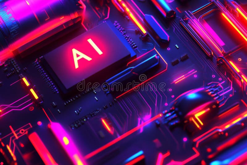 A Computer Motherboard Featuring an Advanced AI Processor. AI ...