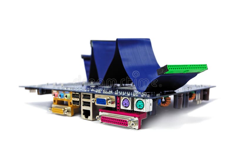 A Computer Motherboard with IDE Cable on Top Stock Image - Image of ...