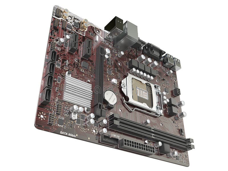 Circuit Board Isolated White Background Computer Processor 3d Rendering ...