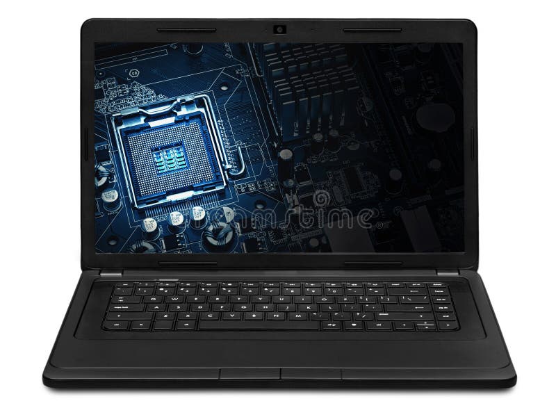 Computer Motherboard on Laptop Screen Stock Photo - Image of abstract ...