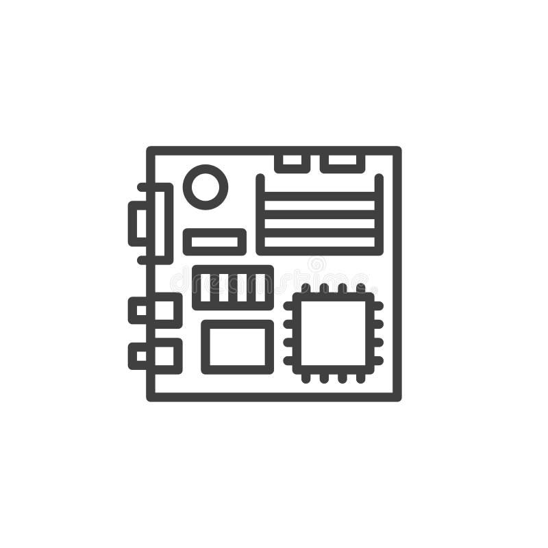 Computer Motherboard Line Icon Stock Vector - Illustration of ...
