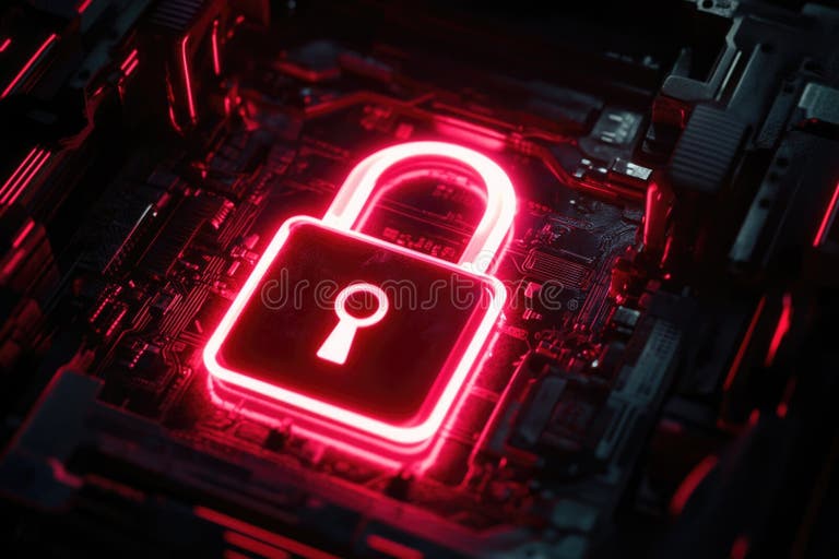 Computer Motherboard with Lock Stock Photo - Image of design ...