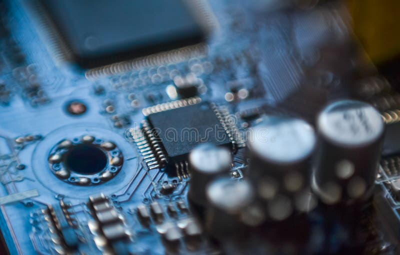 Computer Motherboard Micro Chip Circuit Close Up Stock Photo - Image of ...