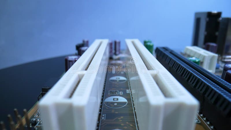 Computer Motherboard Microcircuit with Heatsink for Cooling, Capacitors ...