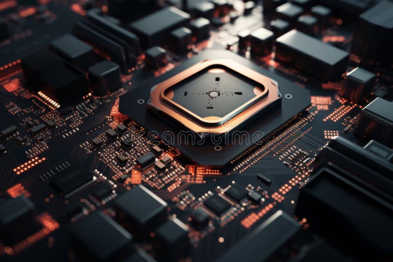 Computer Motherboard and Other Chips. CPU Processor Unit Chip on ...