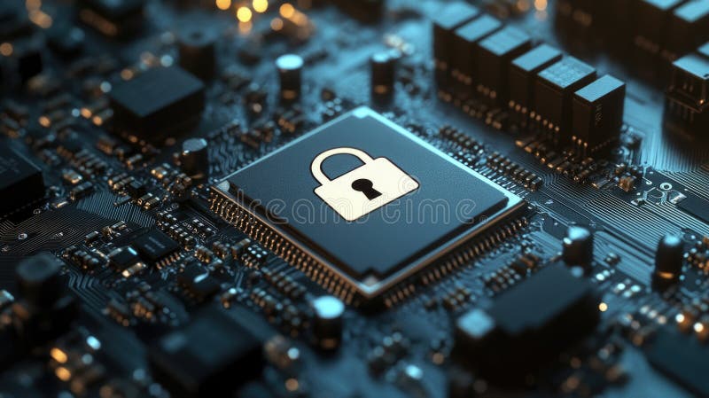 Computer Motherboard with Padlock Stock Photo - Image of digital ...