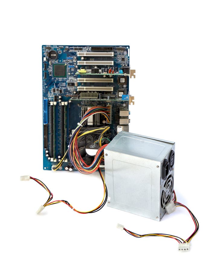 Green Computer Motherboard Close Up. Top View, Flat Lay Stock Photo ...