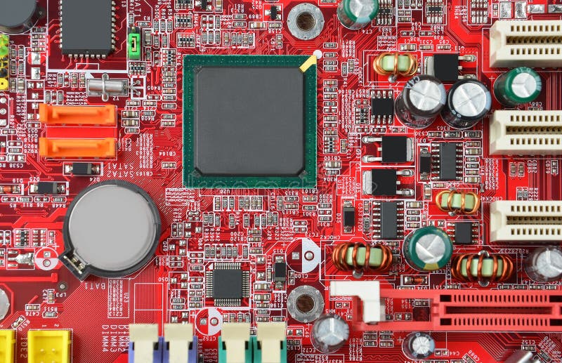 Back Side of the Motherboard Closeup, Light Effect, Blue Tone Stock ...