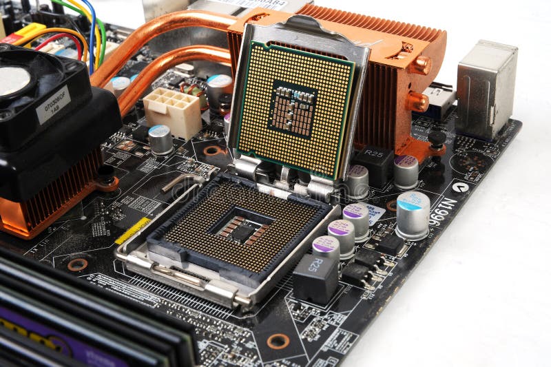 Computer Motherboard with Processor Chip Stock Image - Image of ...