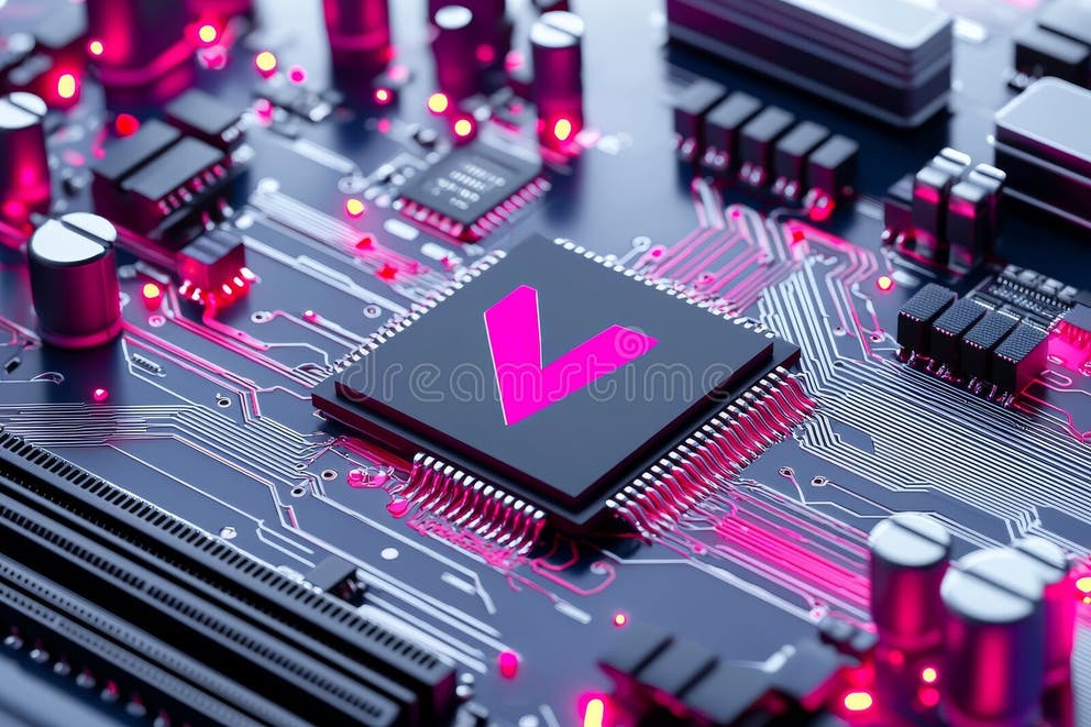 Computer Motherboard Quantum Concept 3D Illustration, Quantum Technology Background Stock ...