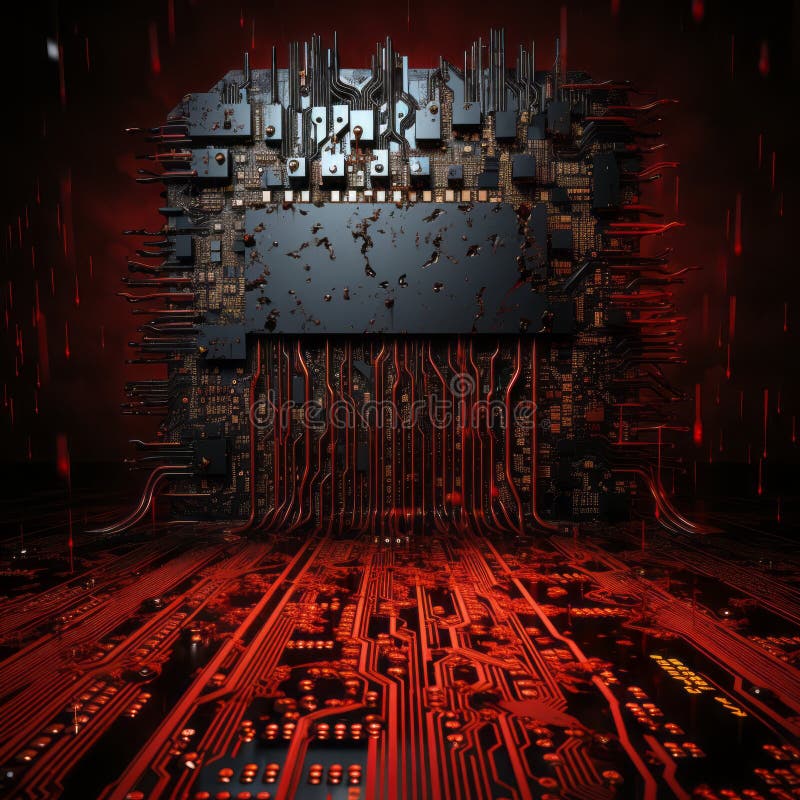 A Computer Motherboard with Red and Black Parts on it Stock ...