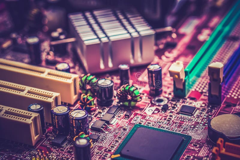 Computer Motherboard - Retro and Vintage Style Stock Photo - Image of ...
