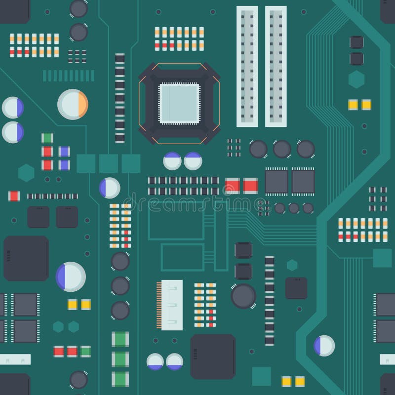 Seamless Motherboard Pattern Stock Vector - Illustration of circuit ...