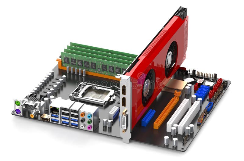 Computer Motherboard Side View Stock Illustration - Illustration of ...