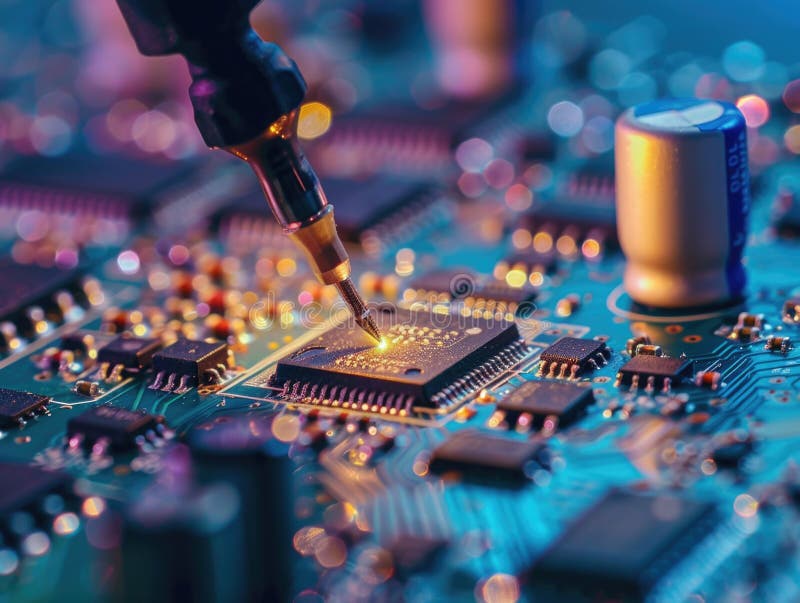Computer Motherboard Solder Close Up Stock Image - Image of solder ...