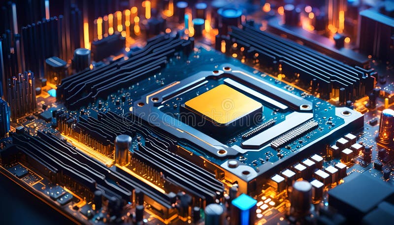 A Computer Motherboard. AI Generative Stock Illustration - Illustration ...