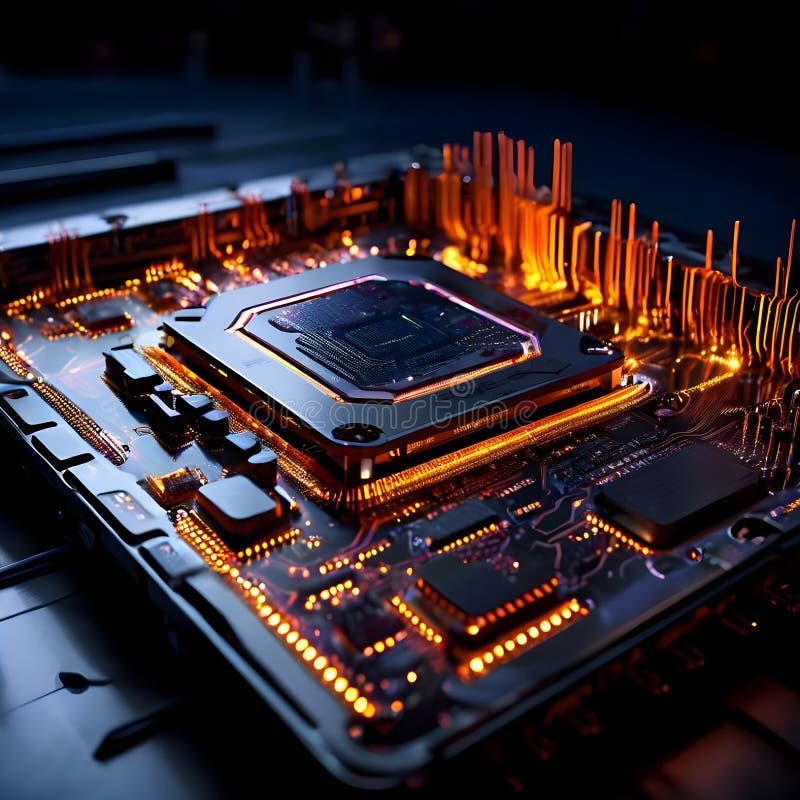 Computer Motherboard with a State-of Processor Stock Photo - Image of ...