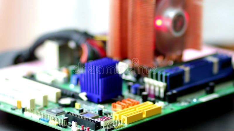 Computer Motherboard Stock Footage. Boot Process with LED Indicator ...