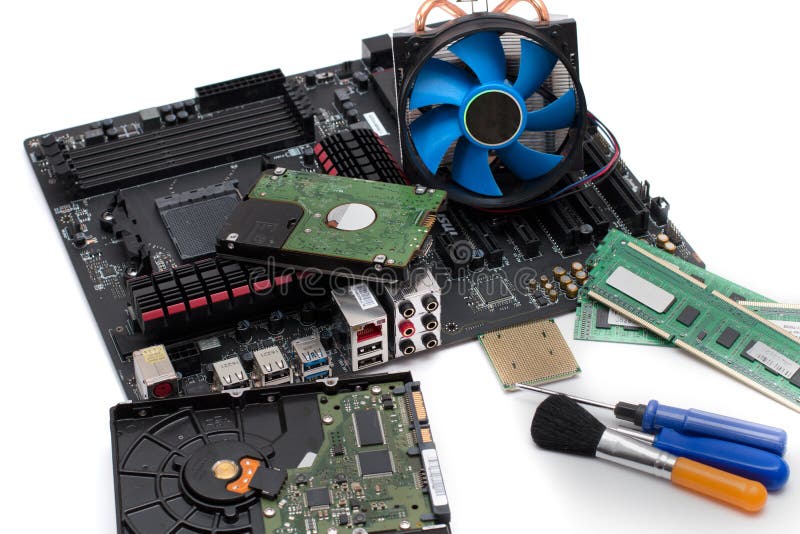 Computer Motherboard with a View of Parts and Components Stock Image ...